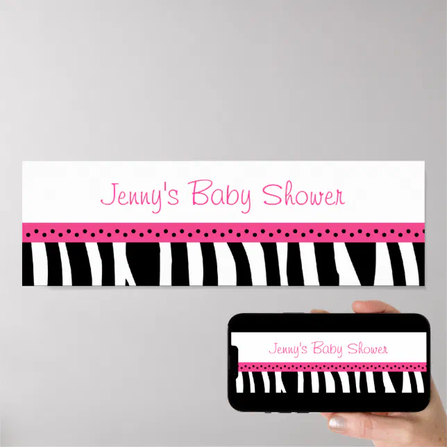 Trendy Hot Pink Zebra Print Banner Sign | Zazzle