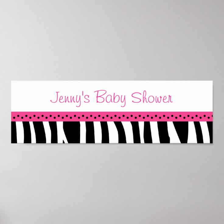 Trendy Hot Pink Zebra Print Banner Sign | Zazzle