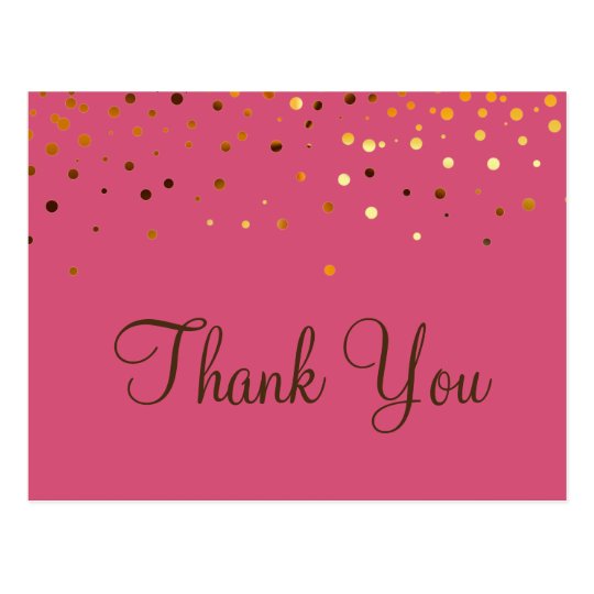 Trendy Inexpensiv Gold Glitter Pink Thank You Postcard | Zazzle.com