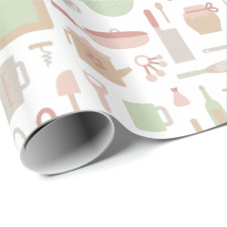 Trendy Kitchen Cooking Utensils Pattern Wrapping Paper | Zazzle