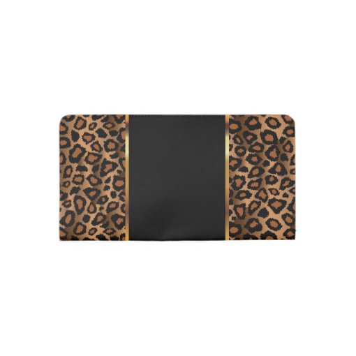Trendy Leopard Animal Print with Gold Accents Checkbook Cover | Zazzle