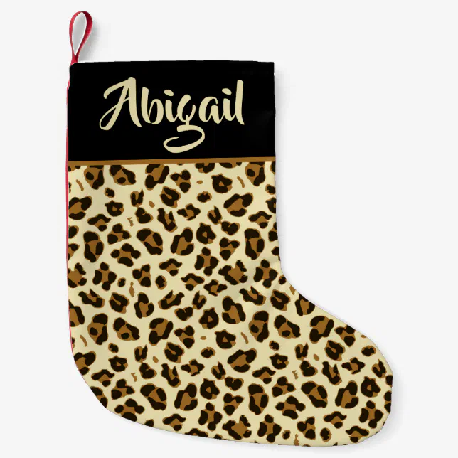 Trendy Leopard Print - Personalized Small Christmas Stocking | Zazzle