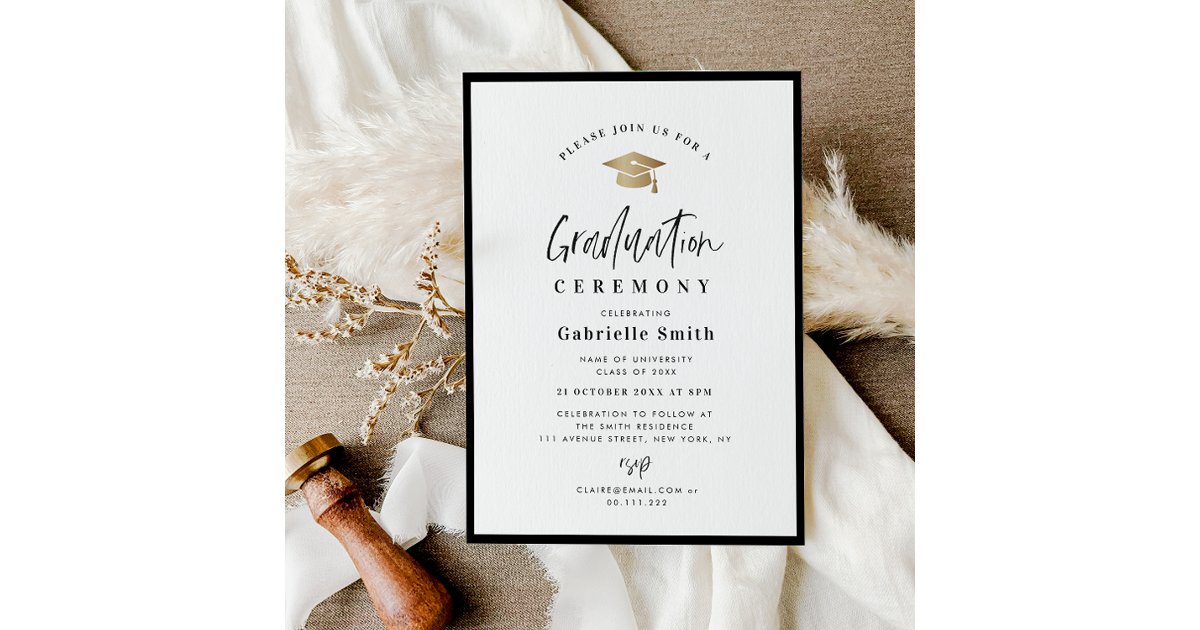 Trendy lettering graduation ceremony invitation | Zazzle