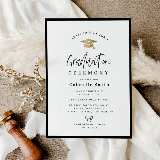 Trendy lettering graduation ceremony invitation | Zazzle