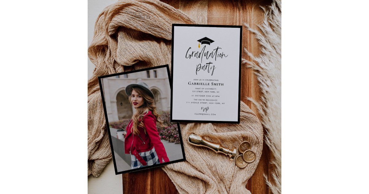 Trendy lettering graduation party invitation | Zazzle