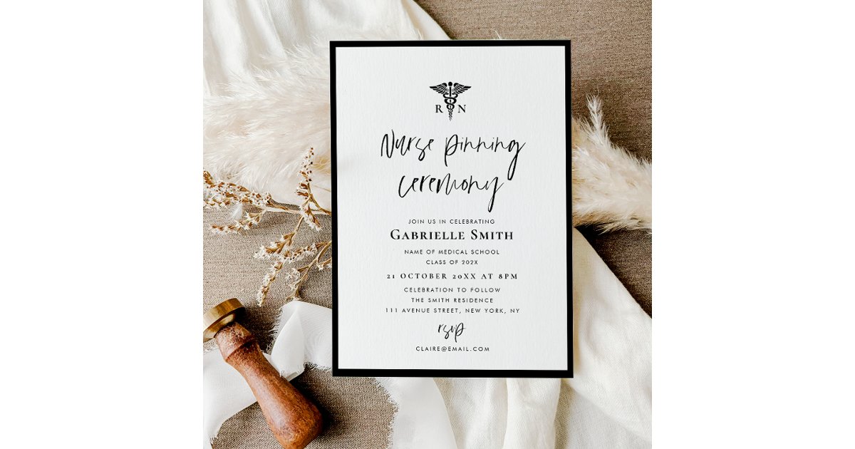 Trendy lettering nurse pinning ceremony invitation | Zazzle