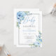 Trendy light blue floral silver frame baby shower invitation | Zazzle