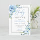 Trendy light blue floral silver frame baby shower invitation | Zazzle