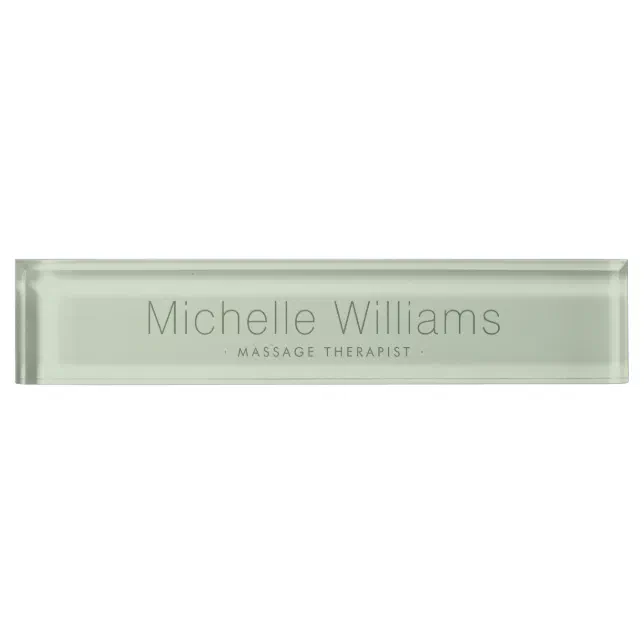 Trendy light sage green modern minimal desk name plate | Zazzle
