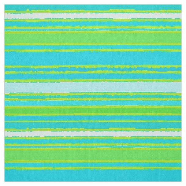 Lime Green Aqua Turquoise Blue Stripes Pattern Fabric | Zazzle