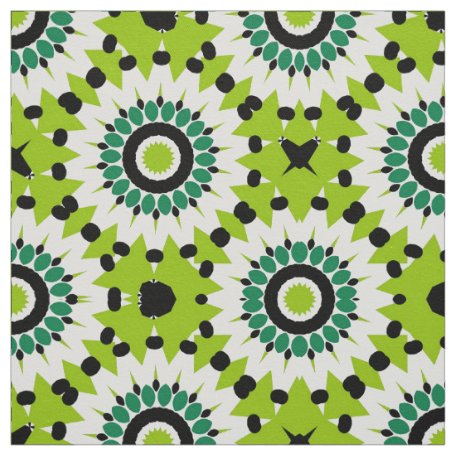 Elegant Lime Green Black & White Geometric Pattern Fabric | Zazzle
