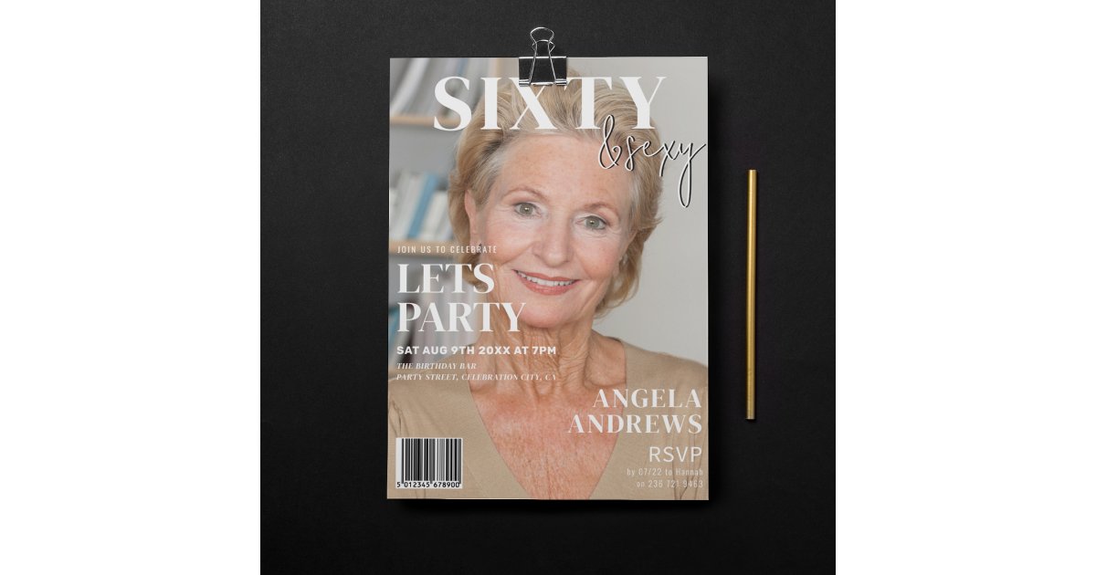 Trendy Magazine Cover | 60th Birthday Party Invitation | Zazzle