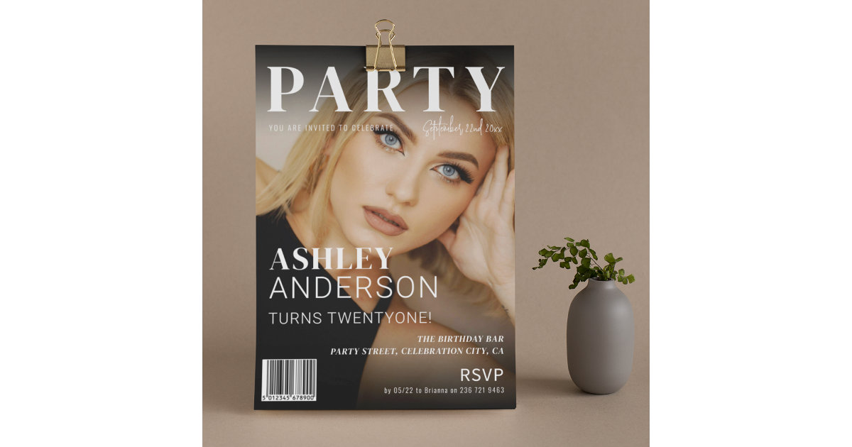 Trendy Magazine Cover | Birthday Party Invitation | Zazzle