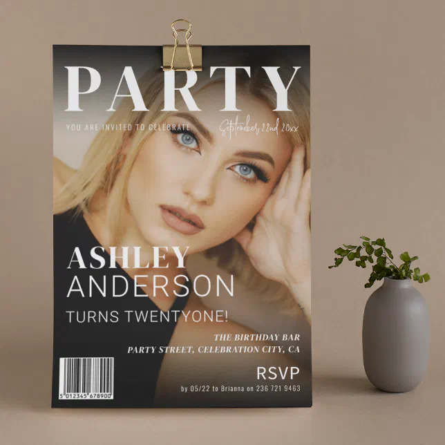 Trendy Magazine Cover | Birthday Party Invitation | Zazzle