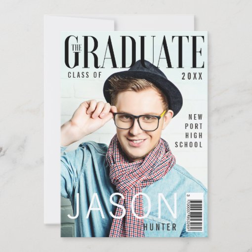 Trendy Magazine Cover Inspired Grad Invitation | Zazzle