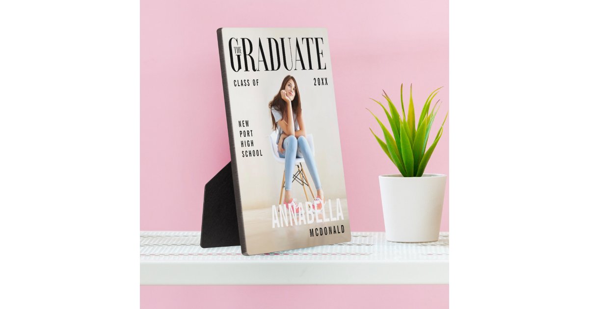 Trendy Magazine Cover Inspired Graduation Photo Plaque | Zazzle
