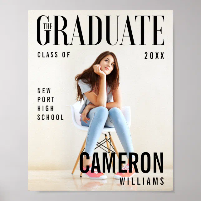 Trendy Magazine Cover Inspired Graduation Poster | Zazzle
