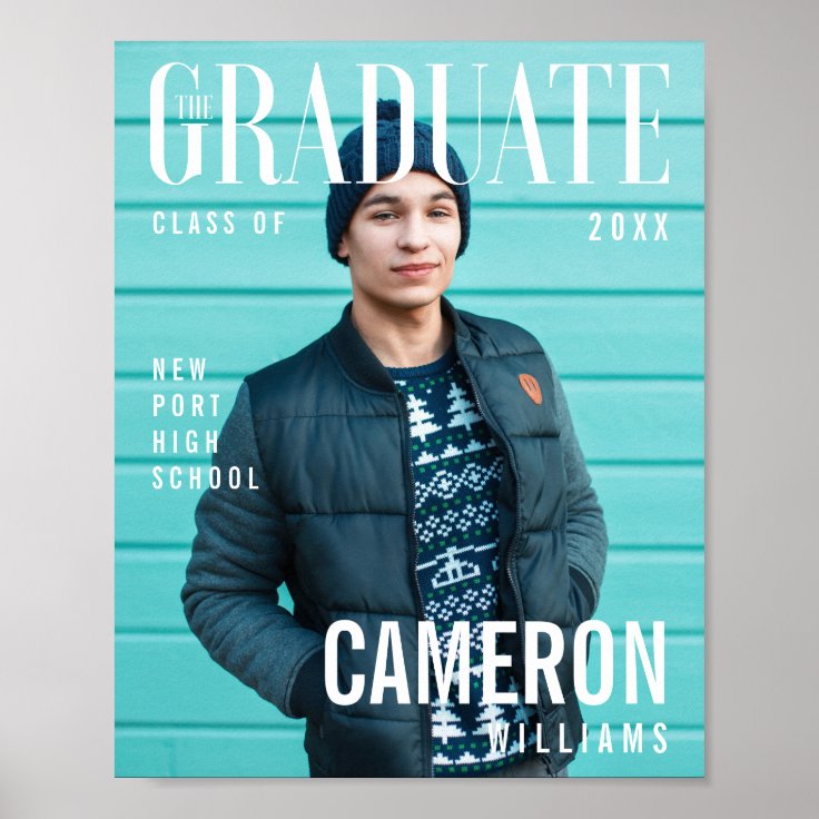 Trendy Magazine Cover Inspired Graduation Poster | Zazzle