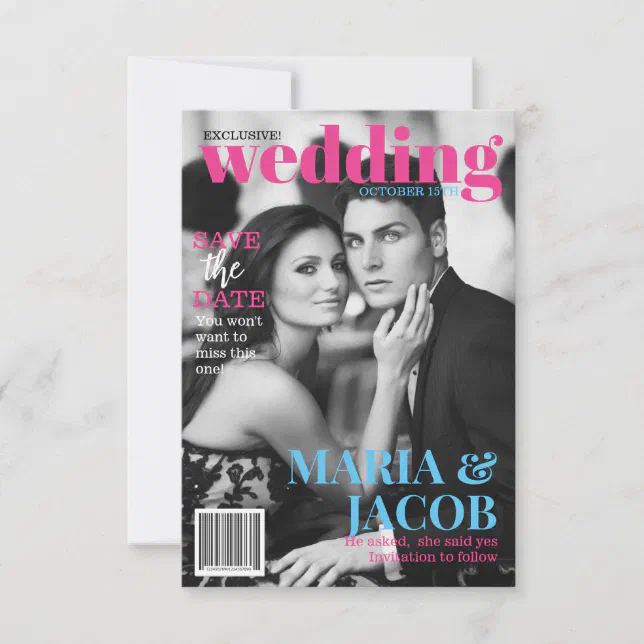 Trendy Magazine Cover Save The Date Photo Invitation | Zazzle