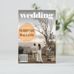 Trendy Magazine Cover Save The Date Photo Invitation | Zazzle