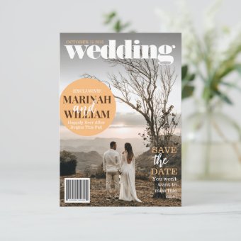 Trendy Magazine Cover Save The Date Photo Invitation | Zazzle