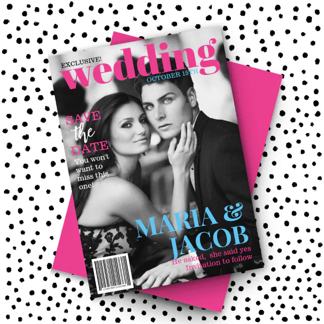 Trendy Magazine Cover Save The Date Photo Invitation | Zazzle