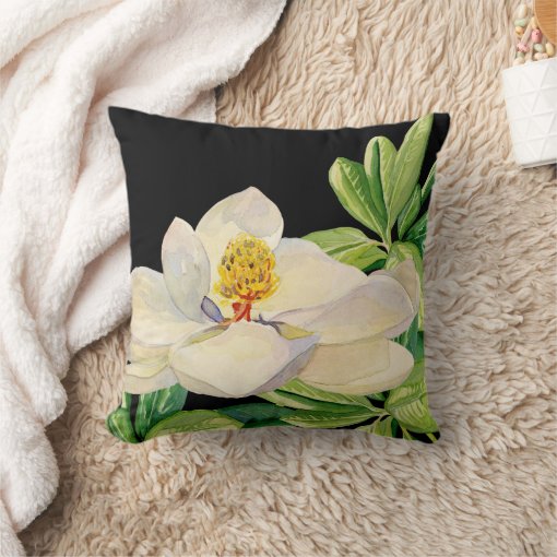 Trendy Magnolia Floral art Decorative Throw Pillow | Zazzle