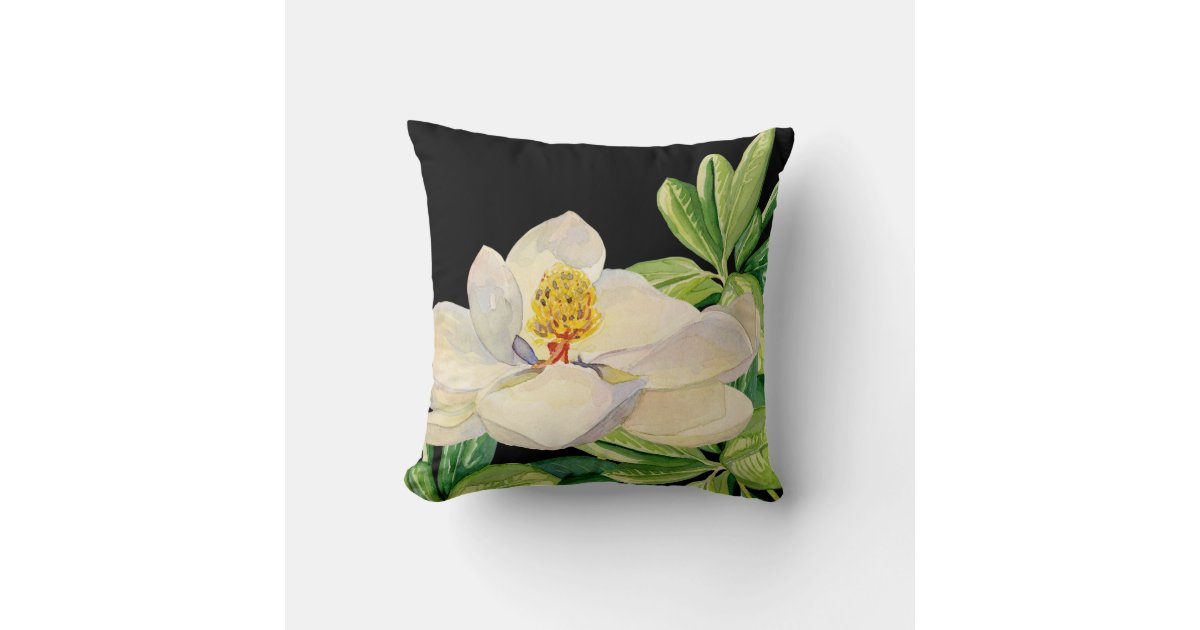Trendy Magnolia Floral art Decorative Throw Pillow | Zazzle