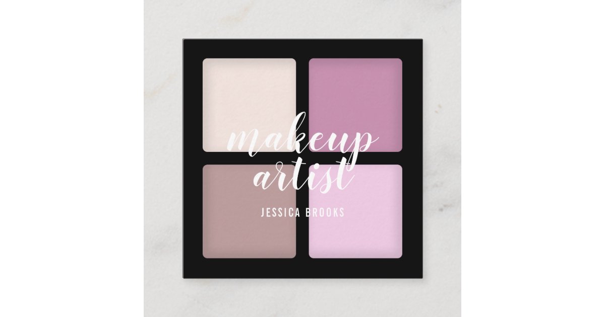 Trendy makeup artist eye shadow natural palette square business card ...