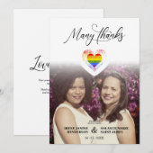Trendy Many Thanks LGBT Rainbow Pride Heart Photo Thank You Card | Zazzle