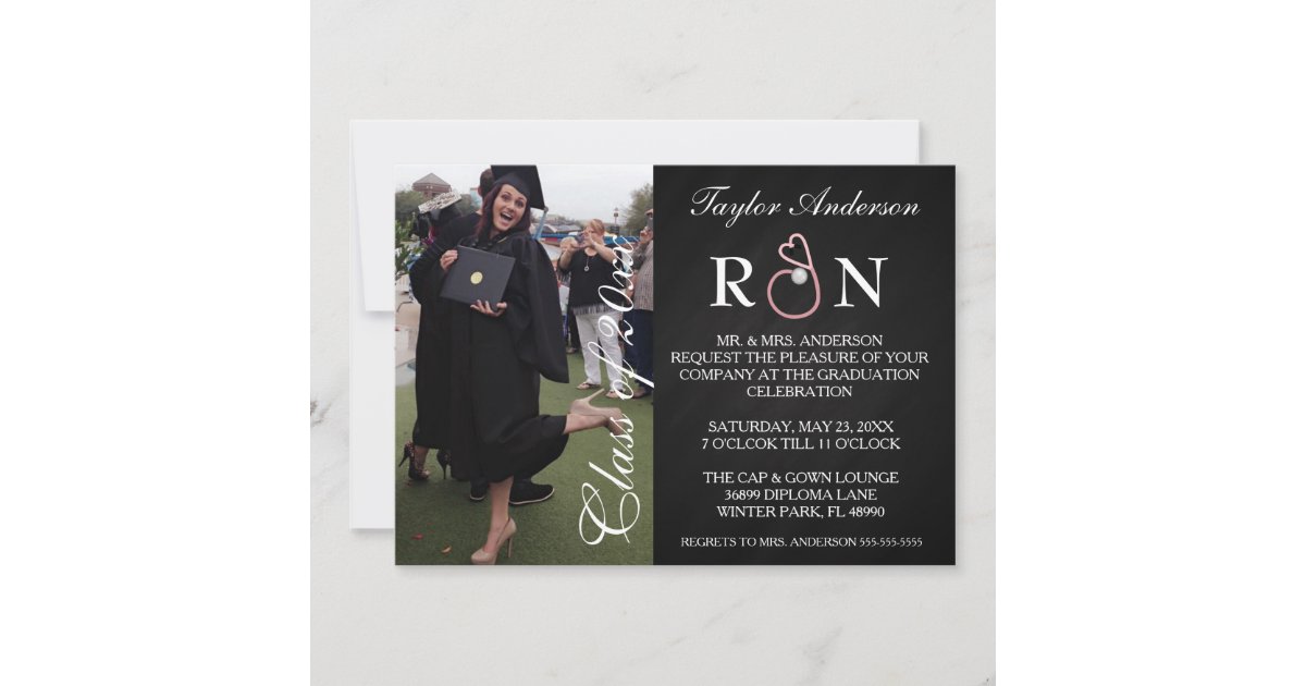 Trendy Medical RN School Graduation Announcement | Zazzle