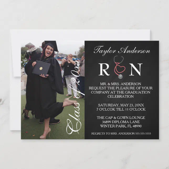 Trendy Medical RN School Graduation Announcement | Zazzle