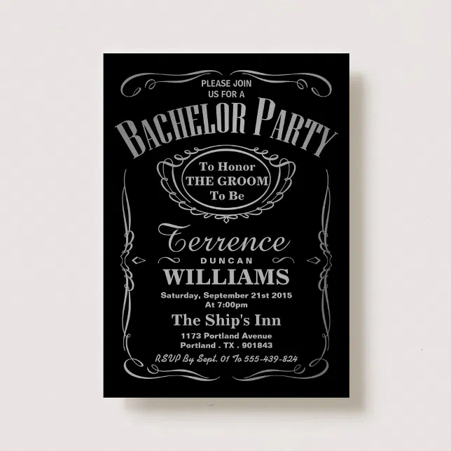 Trendy Metallic Silver Typography Bachelor Party Invitation | Zazzle