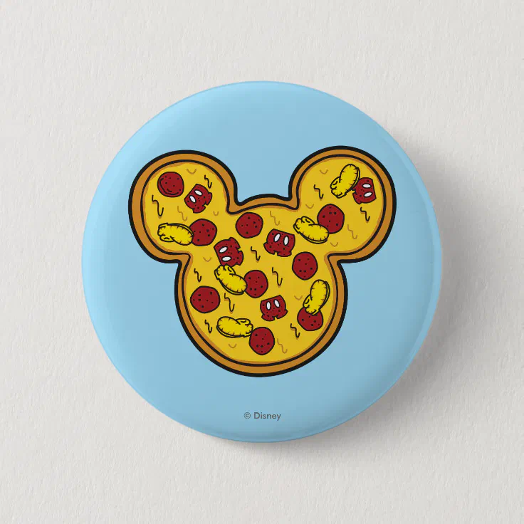 Trendy Mickey | Head-Shaped Pizza Button | Zazzle