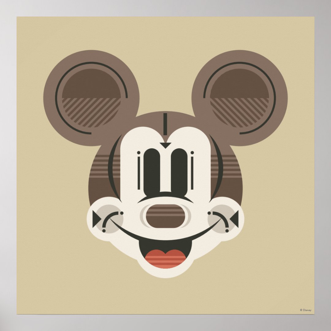 Trendy Mickey | Stylized Stripes Retro Head Poster | Zazzle