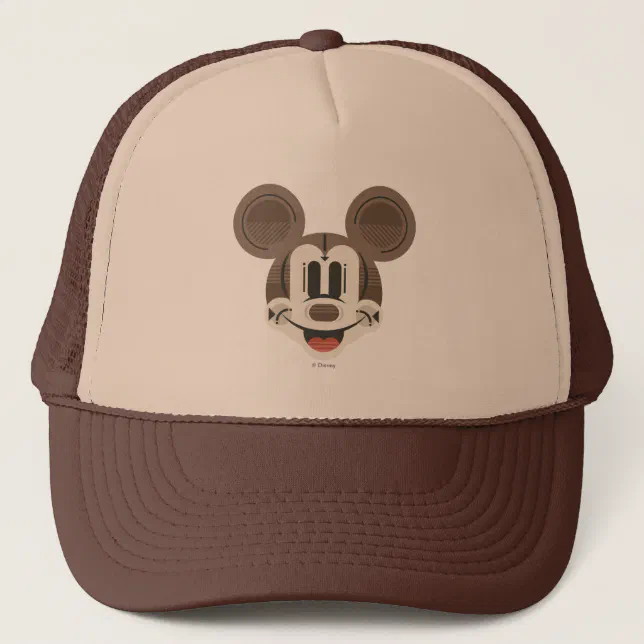 Trendy Mickey | Stylized Stripes Retro Head Trucker Hat | Zazzle
