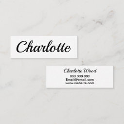 Trendy minimalist modern black and white mini business card | Zazzle