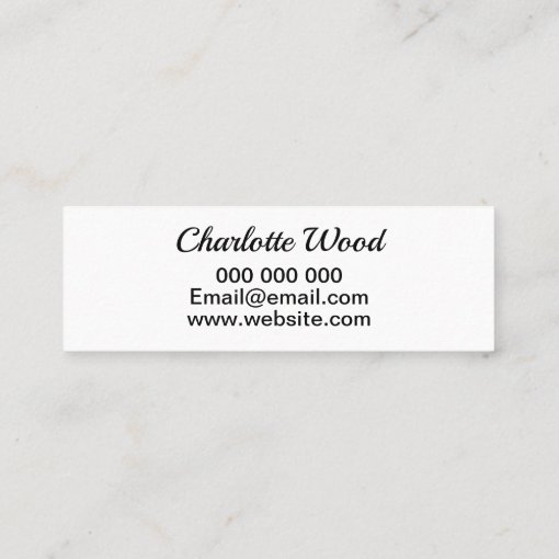 Trendy minimalist modern black and white mini business card | Zazzle