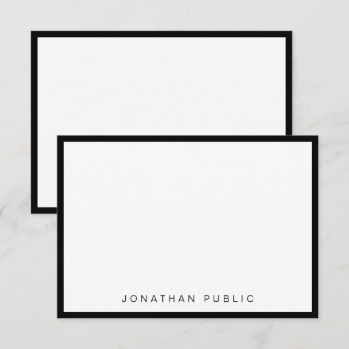 Trendy Minimalist Modern Elegant Black White Note Card | Zazzle