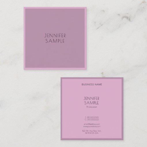 Trendy Minimalist Modern Elegant Purple Template Square Business Card ...
