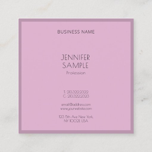 Trendy Minimalist Modern Elegant Purple Template Square Business Card ...