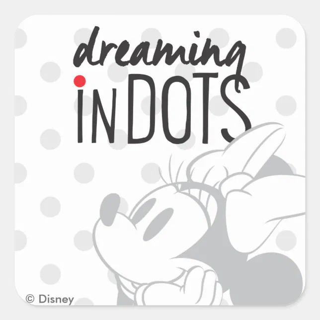 Trendy Minnie | Dreaming In Dots Square Sticker | Zazzle