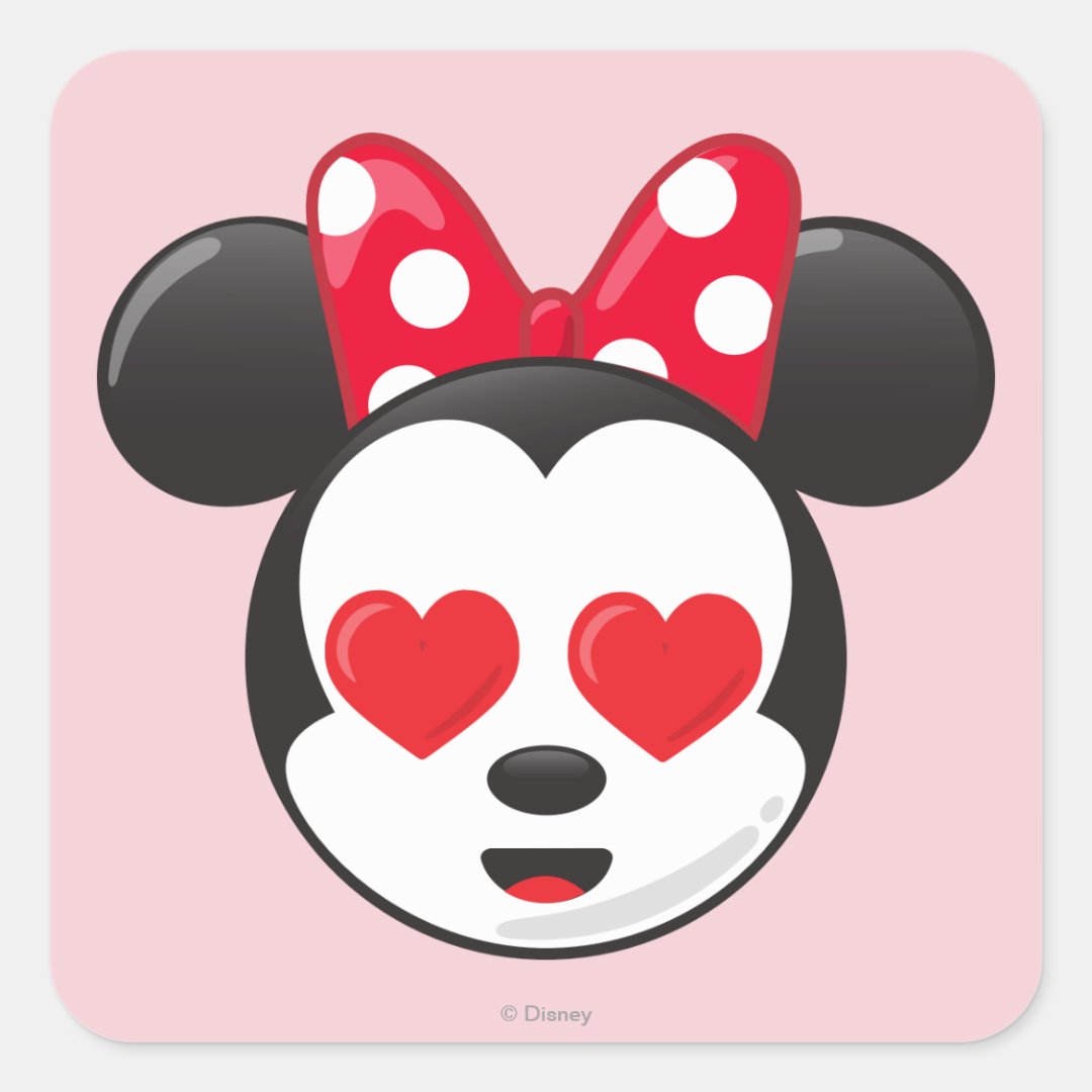 Trendy Minnie | In Love Emoji Square Sticker | Zazzle