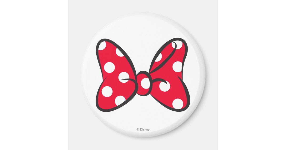 Trendy Minnie | Red Polka Dot Bow Magnet | Zazzle