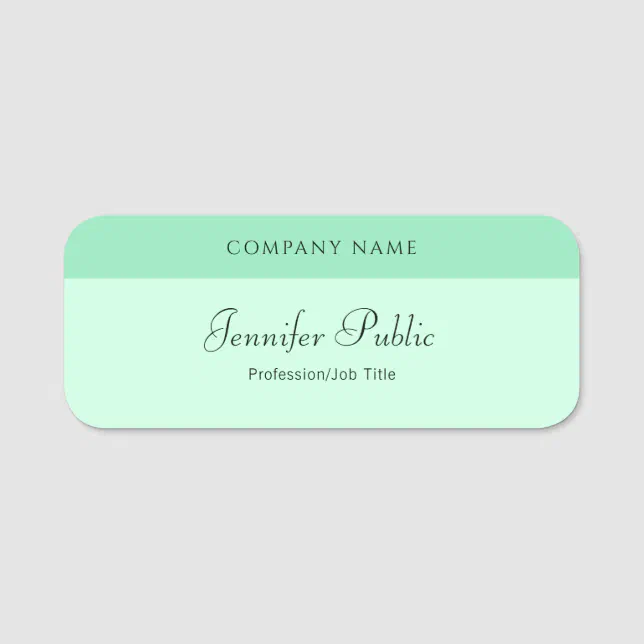 Trendy Mint Green Modern Hand Name Script Elegant Name Tag | Zazzle