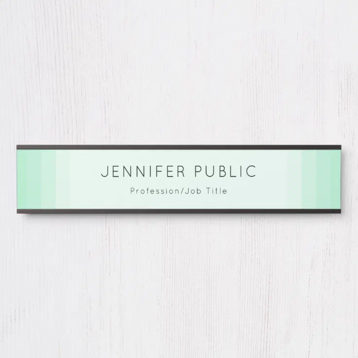 Trendy Mint Green Modern Minimalist Template Door Sign | Zazzle