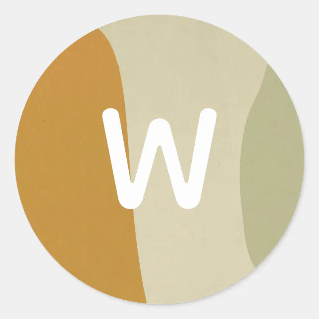 Trendy Modern Abstract Monogram Minimalist Simple Classic Round Sticker ...