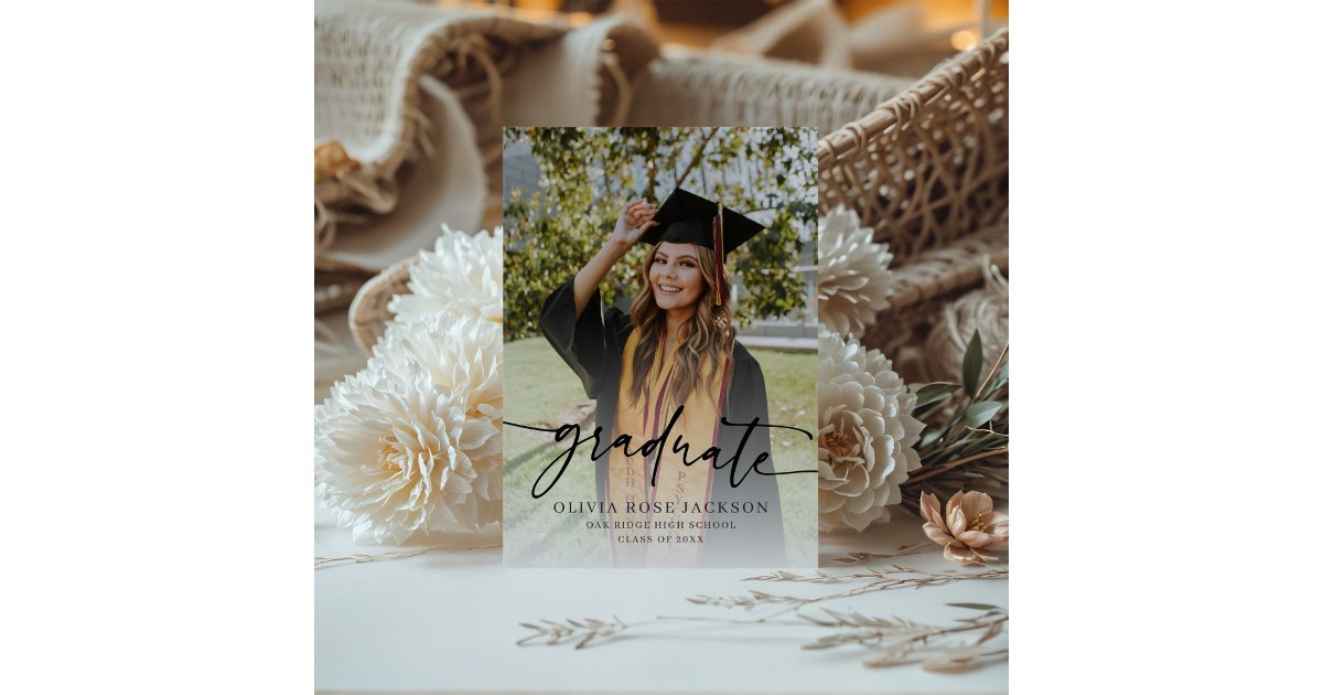 Trendy Modern Casual Photo Graduation Announcement | Zazzle