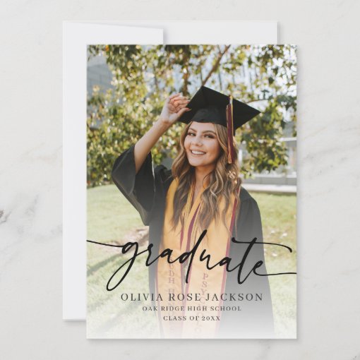 Trendy Modern Casual Photo Graduation Invitation | Zazzle
