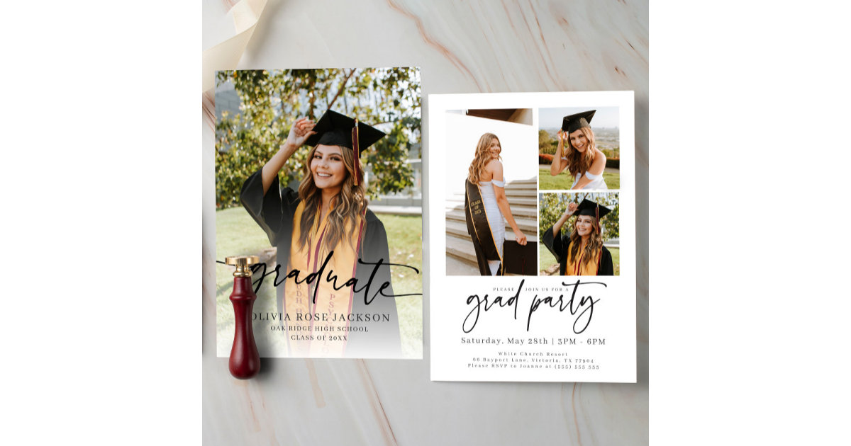 Trendy Modern Casual Photo Graduation Invitation | Zazzle